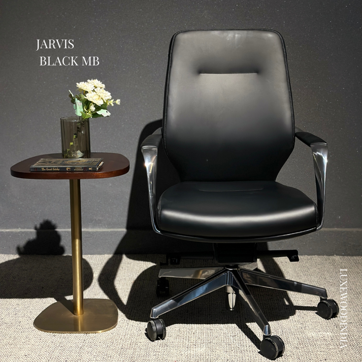 JARVIS ERGONOMIC CHAIR , BLACK MEDIUM BACK – LUXEWOODINDIA